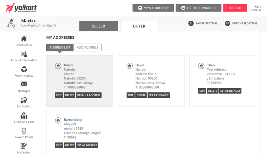 What is the purpose of Address Book? - Yo!Kart FAQs