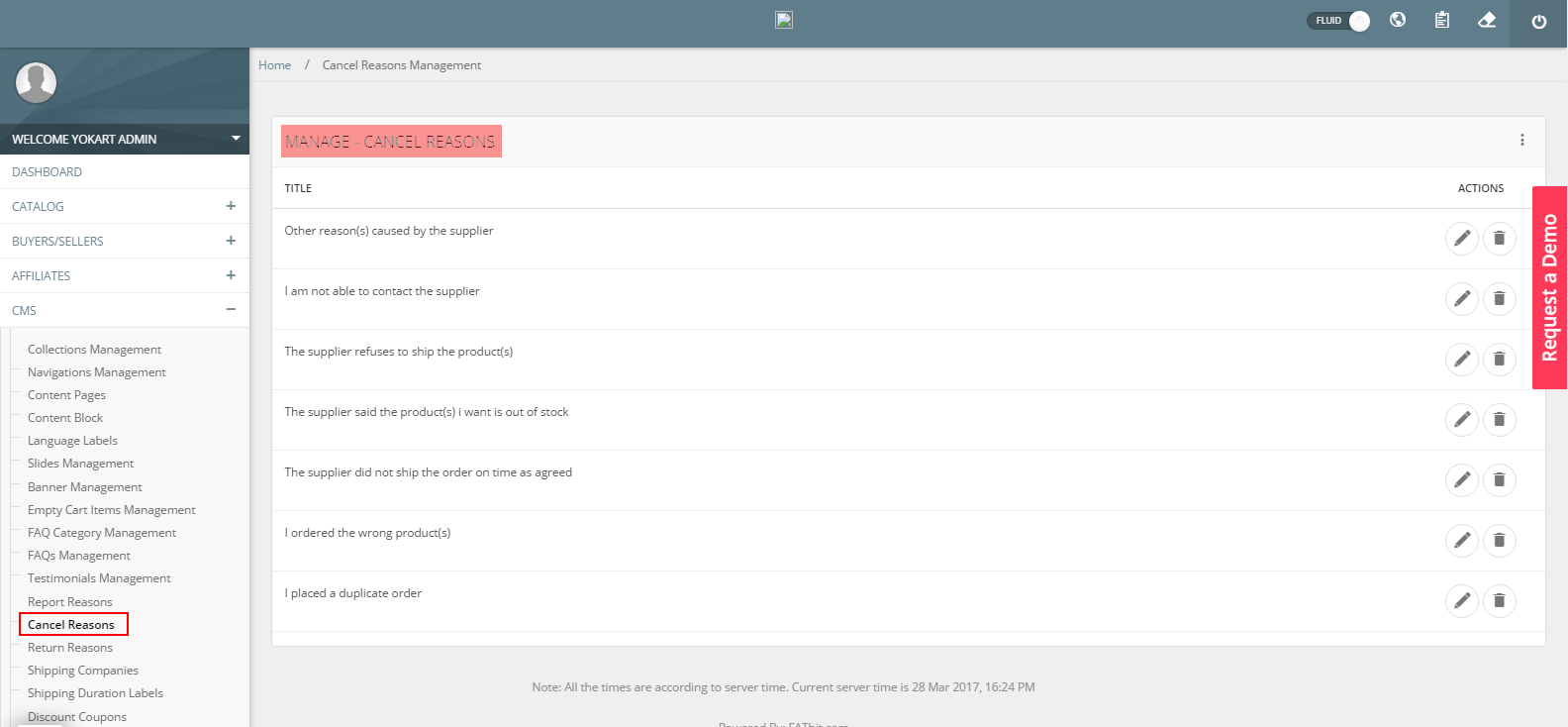How can I manage cancel and return reasons on Yo!Kart? - Yo!Kart FAQs
