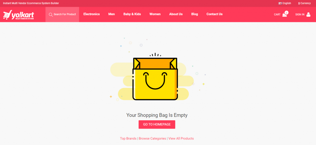 How can I manage, items list present on empty cart page on Yo!Kart ...